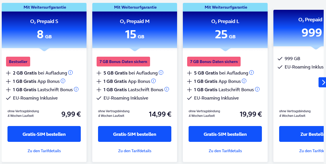 o2 Prepaid: eSIM-Karten ohne Vertragsbindung